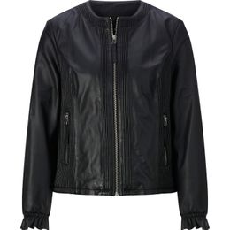 Mainpol Damen Lederblazer mit Smok-Eins&auml;tzen schwarz Gr&ouml;&szlig;e 38