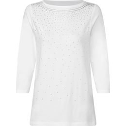 Damen 3/4-Arm-Shirt mit Glitzersteinchen wei&szlig;, Gr&ouml;&szlig;e 36