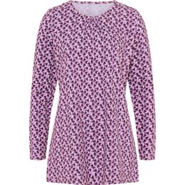 Damen Longshirt mit Herzchen-Print flieder-traube-bedruckt, Gr&ouml;&szlig;e 38