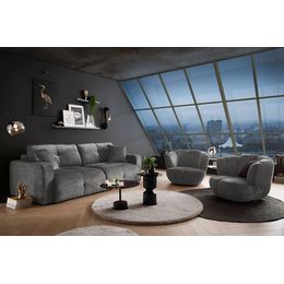 Riess Ambiente Modernes Schlafsofa DIAMOND 235cm silbergrau Chenille mit Bettkasten 3-Sitzer Couch Riess-Ambiente Wohnzimmer