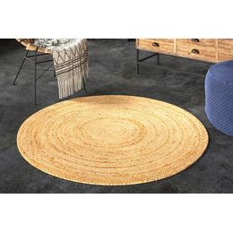 Riess Ambiente Runder Teppich PURE NATURE 150cm Jute handgewebt Flachgewebe Riess-Ambiente