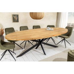 Riess Ambiente Massiver Esstisch GALAXIE 240cm braun Mangoholz oval schwarz Eisen Sterngestell Riess-Ambiente Konferenztisch Esszimmertisch 8+ Personen Industrie...
