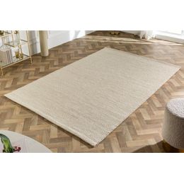 Riess Ambiente Design Teppich WOOL 240x160cm hellbeige aus Wolle Riess-Ambiente rechteckig Landhaus Skandinavisch