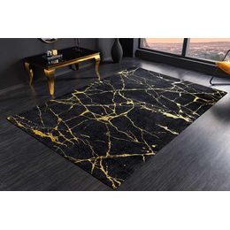 Riess Ambiente Design Teppich MARBLE 240x160cm schwarz gold Marmor-Optik Flachgewebe Riess-Ambiente rechteckig Glamour Modern