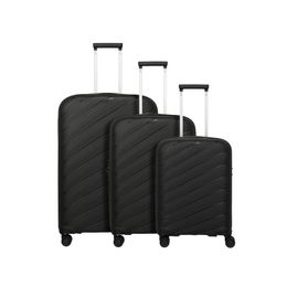 Travelite Burano 4 Rollen Kofferset 3-teilig mit Dehnfalte in black | Gr.: onesize
