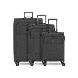 Redolz Essentials 12 THREE SET 4 Rollen Kofferset 3-teilig mit Dehnfalte in black2 | Gr.: onesize
