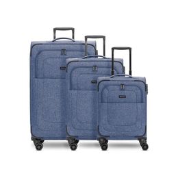 Redolz Essentials 12 THREE SET 4 Rollen Kofferset 3-teilig mit Dehnfalte in blue 2 | Gr.: onesize