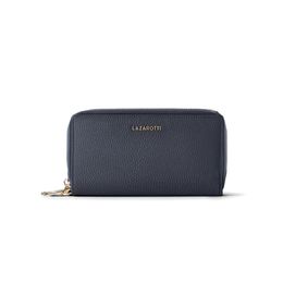 Lazarotti Bologna Leather XL Double Zip-Around Geldb&ouml;rse RFID Leder 20 cm in navy | Gr.: onesize