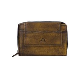 Green Burry Greenburry Destressed Geldb&ouml;rse RFID Schutz Leder 13.5 cm in dirty yellow | Gr.: onesize