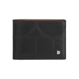 DuDu Up! Geldb&ouml;rse RFID Schutz Leder 11 cm in black-orange | Gr.: onesize