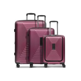 Redolz Essentials 14 4 Rollen Kofferset 3-teilig mit Dehnfalte in aubergine metallic | Gr.: onesize