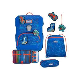 Scout Neo Exklusiv Superflash Schulranzen-Set 4-teilig in Blue Dino | Gr.: onesize