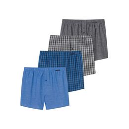 Schiesser Web-Boxershorts 4er Pack in Grau/Blau | Gr.: S