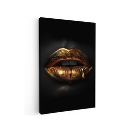MuchoWow Leinwand bilder Goldene Lippen (BxH) | Gr.: 20 x 30 cm