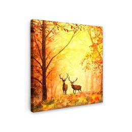 MuchoWow Leinwand bilder Herbsthirsche (BxH) | Gr.: 20 x 20 cm