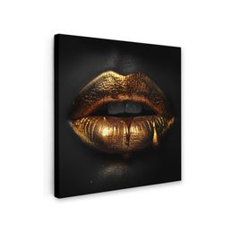 MuchoWow Leinwand bilder Goldene Lippen (BxH) | Gr.: 20 x 20 cm