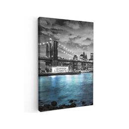 MuchoWow Leinwand bilder Erleuchtete Br&uuml;cke (BxH) | Gr.: 60x80 cm