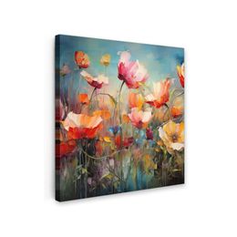 MuchoWow Leinwand bilder Bunte Blumen (BxH) | Gr.: 20 x 20 cm