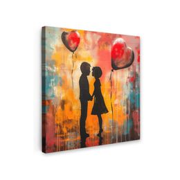 MuchoWow Leinwand bilder Silhouette Liebe (BxH) | Gr.: 20 x 20 cm