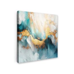 MuchoWow Leinwand bilder Abstrakte Kunst gold blau (BxH) | Gr.: 20 x 20 cm