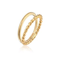 Elli Ring 925 Sterling Silber Twisted in Gold | Gr.: 52