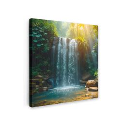 MuchoWow Leinwand bilder Wasserfall Sonnenstrahlen (BxH) | Gr.: 20 x 20 cm