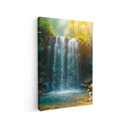 MuchoWow Leinwand bilder Wasserfall Sonnenstrahlen (BxH) | Gr.: 20 x 30 cm