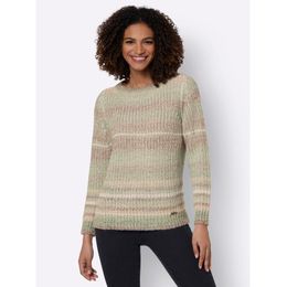 WITT WEIDEN Langarm-Pullover in taupe-jade-geringelt | Gr.: 38