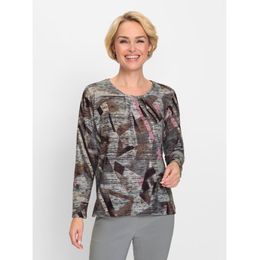 WITT WEIDEN Winter-Shirt in braun-hellgrau-bedruckt | Gr.: 42