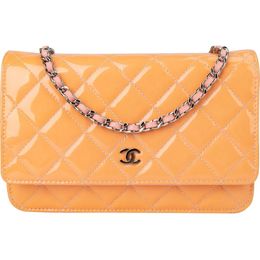 Chanel Crossbody Bags - Chanel Quilted Patent Leather CC Wallet On Chain C - Gr. unisize - in Orange - f&uuml;r Damen