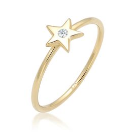 Elli Ringe - Ring Bandring Stern Astro Diamant (0.015ct)375 Gel - Gr. 52 MM - in Gold - f&uuml;r Damen