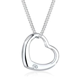 Elli Halsketten - Halskette Herz Liebe Diamant (0.03 ct.) 925 Silber - Gr. unisize - in Wei&szlig; - f&uuml;r Damen