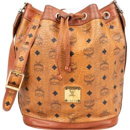 MCM Crossbody Bags - MCM Visetos Monogram Bucket Crossbody Bag - Gr. unisize - in Braun - f&uuml;r Damen