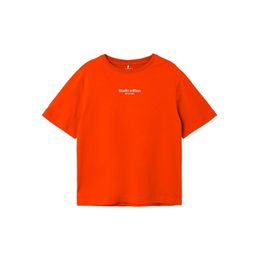 name it T-Shirt 'NKMBrody' Jungen Gr&ouml;&szlig;e 122/128 orangerot / wei&szlig;