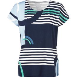 Heine Damen Kurzarmshirt, Blau, Gr. 42, T-Shirts, Material: Viskose