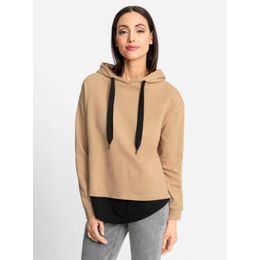 Heine Witt Damen Kapuzensweatshirt in 2-in-1-Optik, camel, Gr&ouml;&szlig;e 50