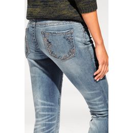 Heine Damen R&ouml;hrenjeans, Blau, Gr. 46, Skinny, Material: Baumwolle