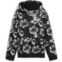 Puma Essentials+ Classic Act Aop Hoodie M&auml;dchen - schwarz - Gr. 128 - Baumwolle/Polyester