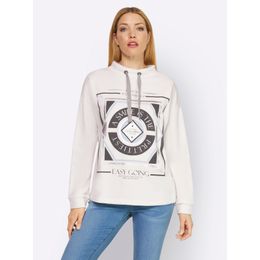 Heine Witt Damen Sweatshirt mit platziertem Druck, ecru, Gr&ouml;&szlig;e 46