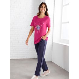 WITT Damen Longshirt aus Baumwolle, bedruckt, fuchsia, Gr&ouml;&szlig;e 50
