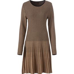 Heine Witt Damen Strickkleid in Plissee-Optik, camel-schwarz-gestreift, Gr&ouml;&szlig;e 46