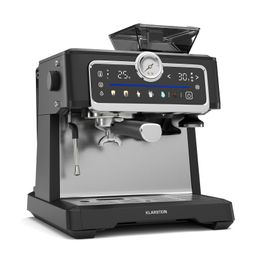Klarstein GrandPresso Touch Espressomaschine 20 bar integriertes Mahlwerk Druckanzeige Milchschaum Schwarz