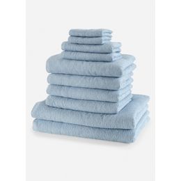 bonprix Baumwollhandtuch Set (10-tlg. Set), blau, mit Baumwolle