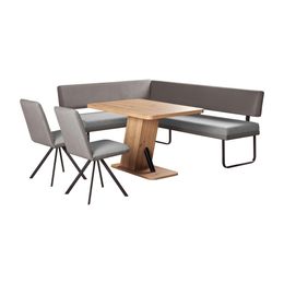 Eckbankgruppe Home Affaire "Gabi Essecke, Sitzgruppe, Eckbankgruppe, K&uuml;chenbankgruppe", graublau, grau, schwarz, B:214cm H:87cm T:164cm, MDF, Massivholz, Metall, Polyester, Spanplatte, Sitzm&ouml;bel-Sets, Eckbankgruppe, Gestell aus matt-schwarzem Flachmetall, stabil, 2-Stoff-Design