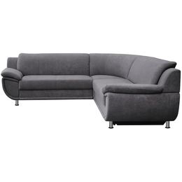Ecksofa Trendmanufaktur "Rondo wahlweise mit Schlaffunktion, bequeme Armlehnen, Bestseller", grau (anthrazit), B:267cm H:85cm T:247cm, Microfaser PRIMABELLE (100% Polyester);Kunstleder SOFTLUX;Struktur (54% Polyacryl, 46% Polyester);NaturLEDER (echtes Rindsleder) in Sitz und R&uuml;cken, Korpus Kunstleder SOFTLUX, Sofas, Ecksofa, L-Form, wahlw.mit Federkern, F&uuml;&szlig;e chromfarben, Unser Dauertiefpreis, Tops