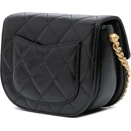 Chanel Hobo Bags - CC Quilted Calfskin Round Moon Messenger Flap - Gr. unisize - in Schwarz - f&uuml;r Damen