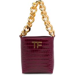 Tom Ford Hobo Bags - Mini Croc-Embossed Chain Bucket Bag - Gr. unisize - in Orange - f&uuml;r Damen