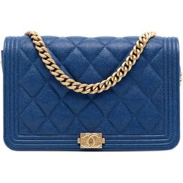 Chanel Hobo Bags - Quilted Caviar Boy Wallet on Chain - Gr. unisize - in Blau - f&uuml;r Damen
