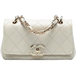 Chanel Hobo Bags - Medium Lambskin Twist Chain Enamel CC Flap - Gr. unisize - in Wei&szlig; - f&uuml;r Damen
