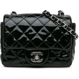 Chanel Hobo Bags - Mini Square Classic Patent Single Flap - Gr. unisize - in Schwarz - f&uuml;r Damen